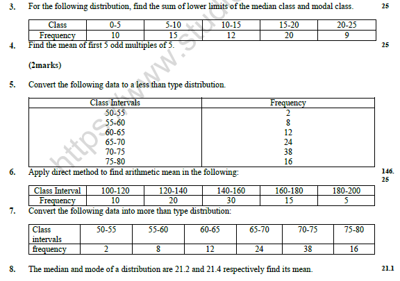 CBSE Class 10 Mathematics Statistics Worksheet Set A CBSE Class 10 Mathematics Statistics Worksheet Set A